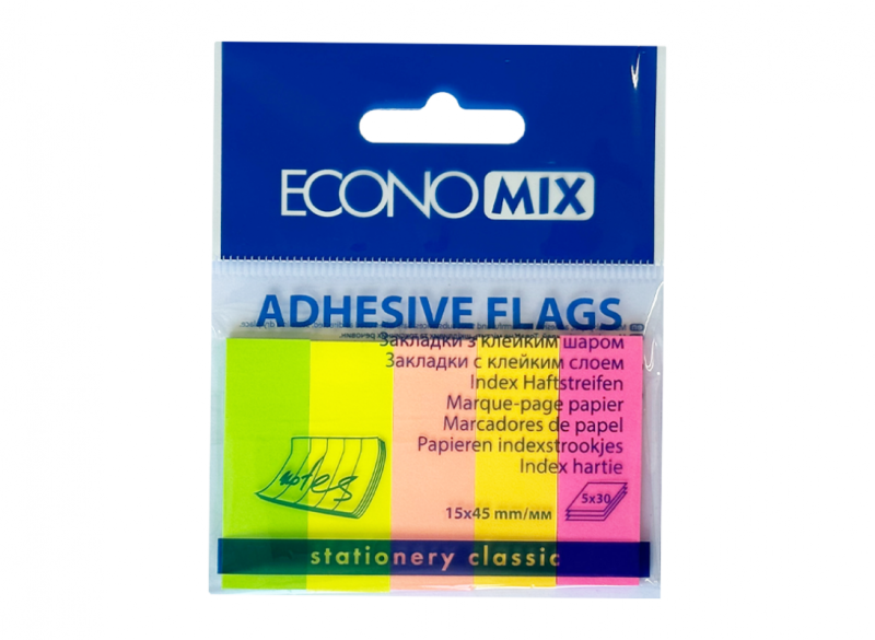 Notite autoadezive Economix 15x45mm/30foi (5culori) E20935